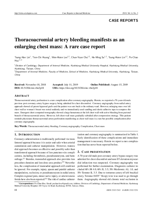 (PDF) Thoracoacromial artery bleeding manifests as an enlarging chest ...