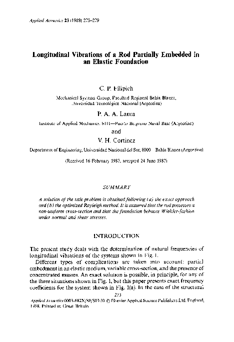 (PDF) Longtudinal vibrations of a rod partially embedded in elastic ...