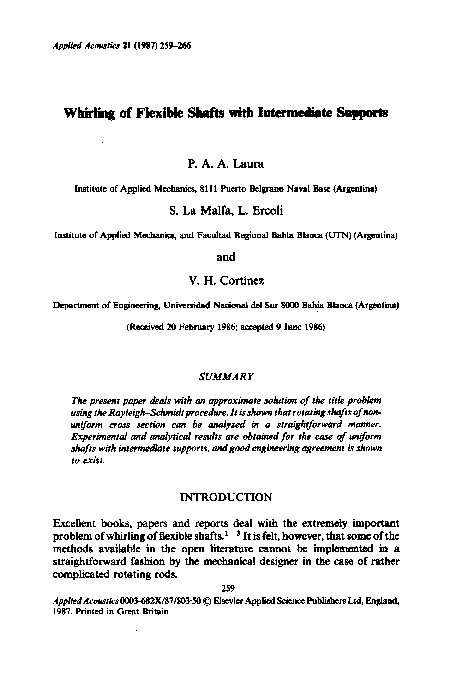 (PDF) Whirling of flexible shafts with intermediate supports