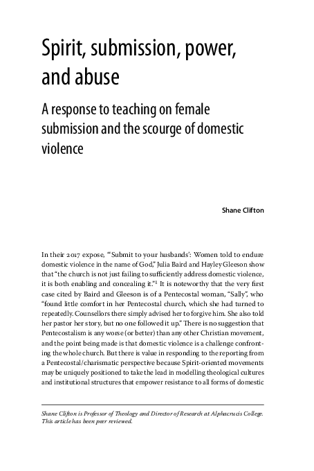 (PDF) Spirit, submission, power, and abuse : A response to teaching on ...
