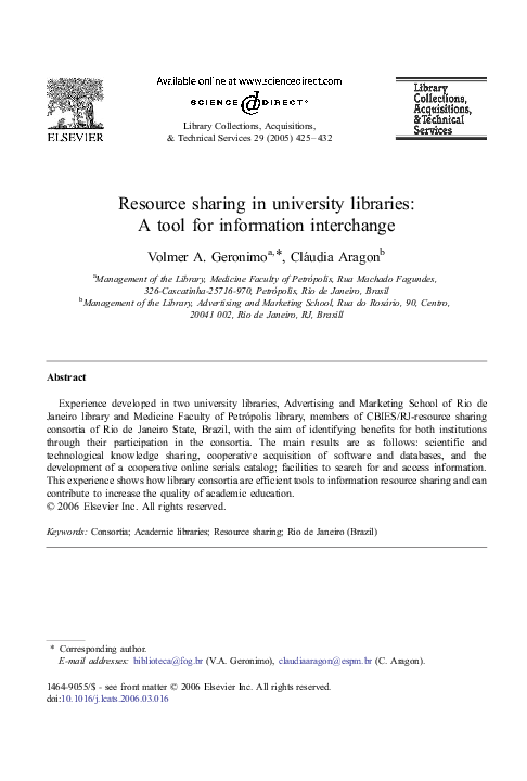 (PDF) Efficient Resource Sharing in University Libraries
