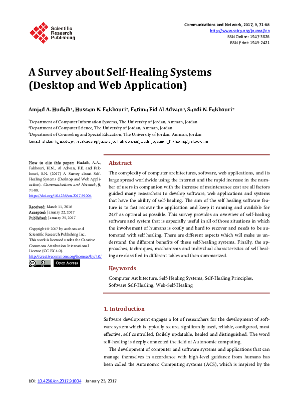 (PDF) A Survey about Self-Healing Systems (Desktop and Web Application)