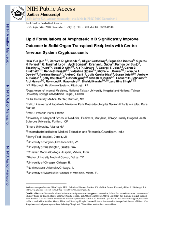 (PDF) Faculty of 1000 evaluation for Lipid formulations of amphotericin ...