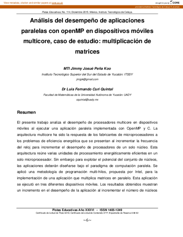 (PDF) Análisis del desempeño de aplicaciones paralelas con openMP en dispositivos móviles ...