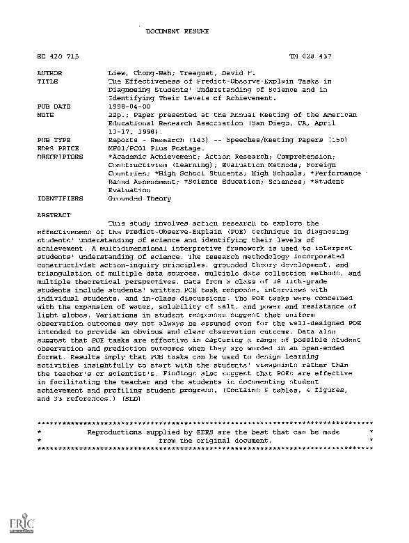 (PDF) The Effectiveness of Predict-Observe-Explain Tasks in Diagnosing Students' Understanding ...