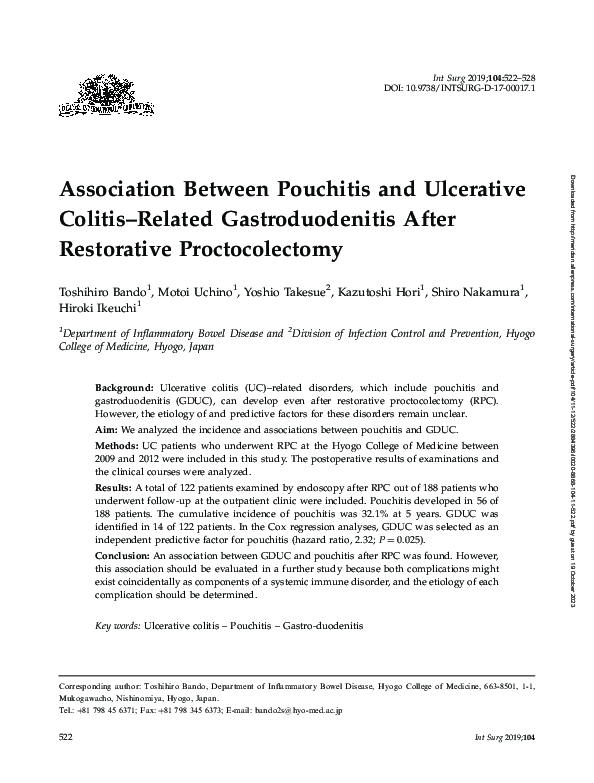 (PDF) Association Between Pouchitis and Ulcerative Colitis–Related ...