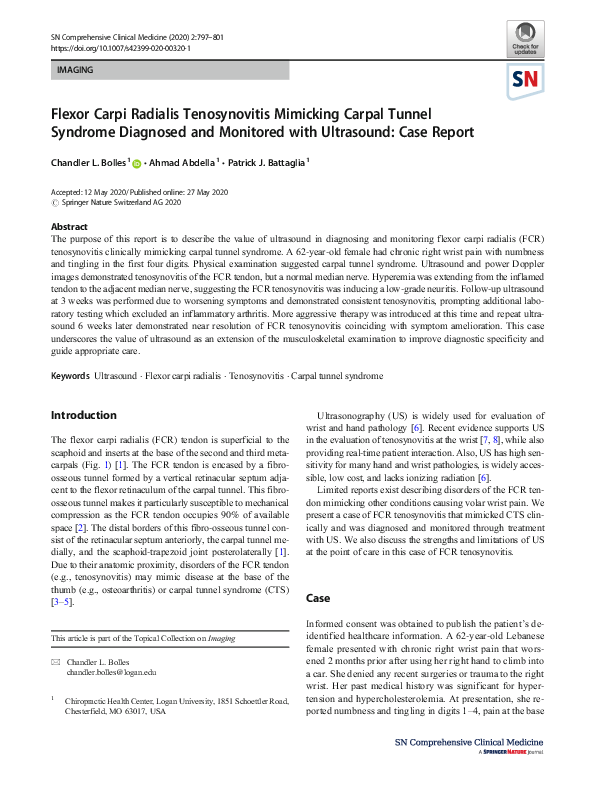 (PDF) Flexor Carpi Radialis Tenosynovitis Mimicking Carpal Tunnel ...