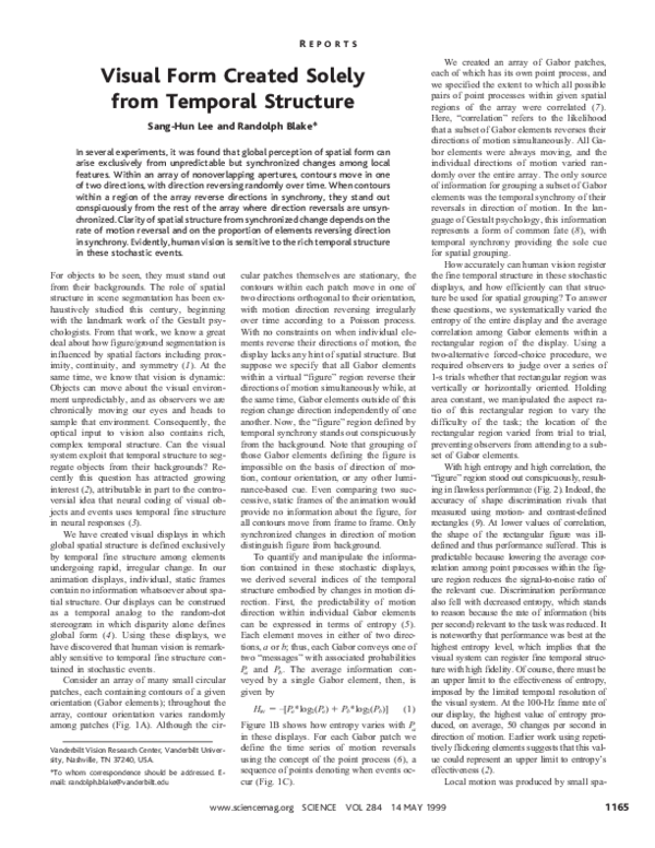 (PDF) Visual Form Created Solely from Temporal Structure