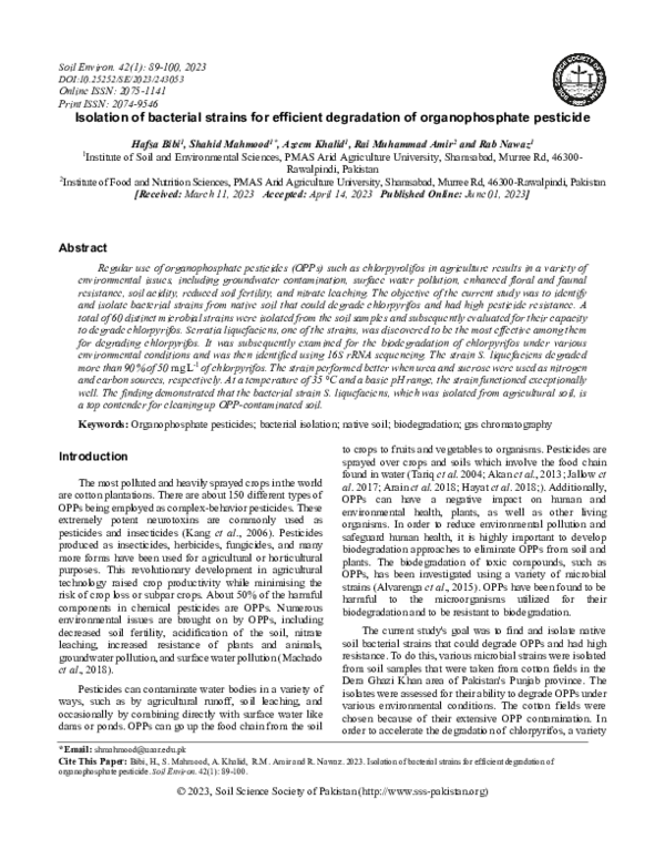 (PDF) Isolation of bacterial strains for efficient degradation of ...