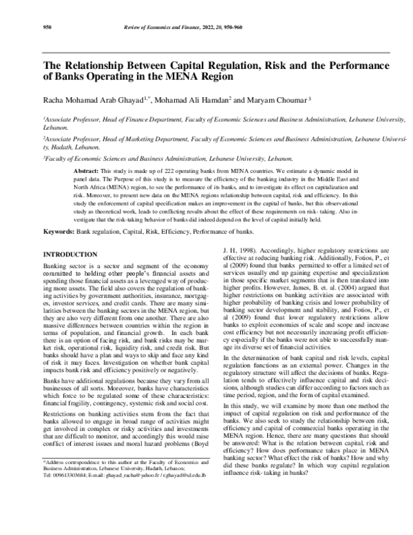 (PDF) The Relationship Between Capital Regulation, Risk and the ...