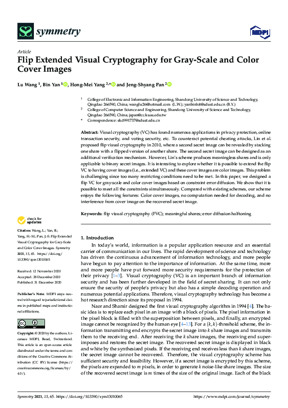 (PDF) Flip Extended Visual Cryptography for Gray-Scale and Color Cover ...