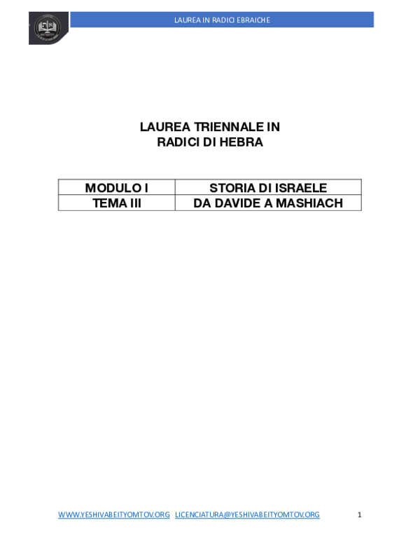 (PDF) MODULO I TEMA III DE DAVID A YESHUA