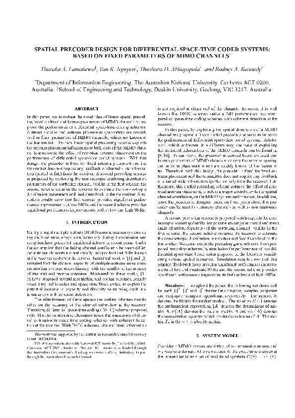 (PDF) Spatial Precoder Design for Differential Space-Time Coded Systems ...