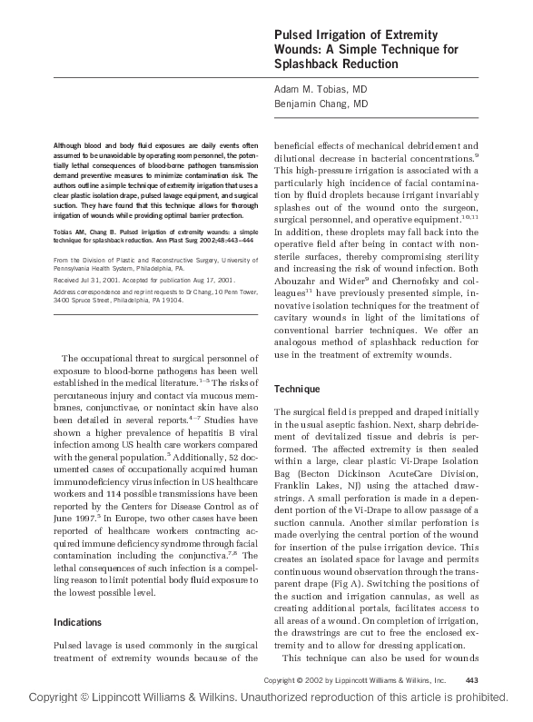 (PDF) Pulsed Irrigation of Extremity Wounds: A Simple Technique for ...