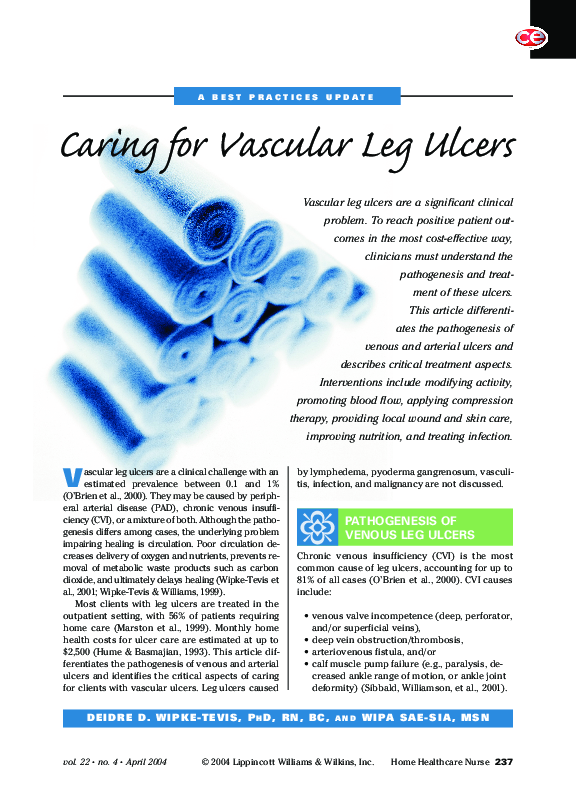 (PDF) Caring for Vascular Leg Ulcers