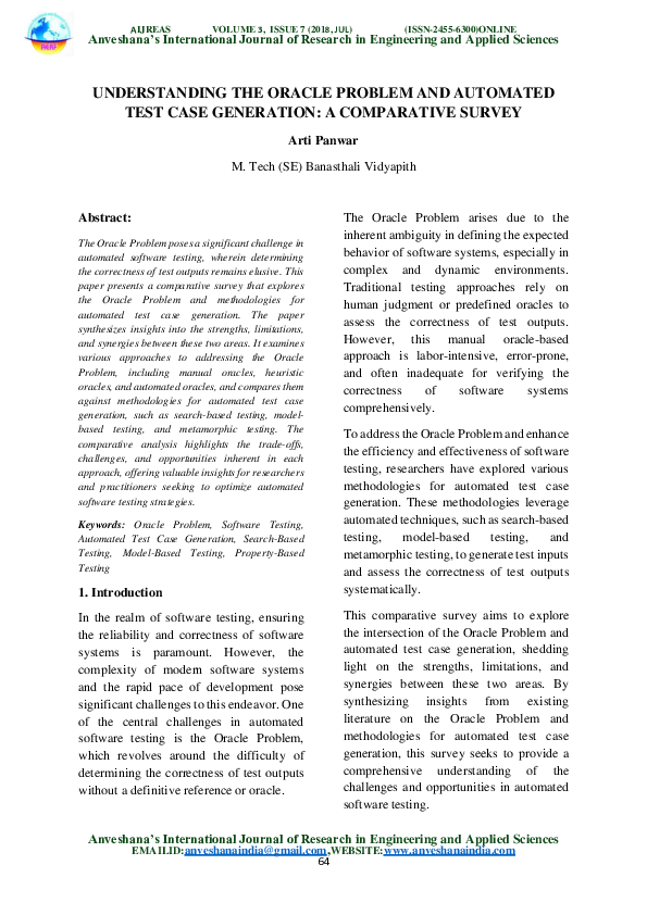 Pdf Understanding The Oracle Problem And Automated Test Case