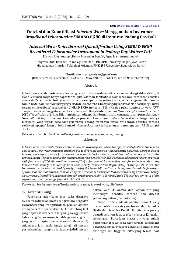 (PDF) Deteksi dan Kuantifikasi Internal Wave Menggunakan Instrumen ...