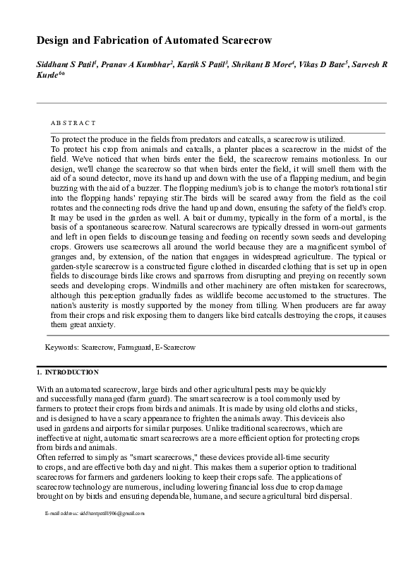 (PDF) Design and Fabrication of Automated scarecrow