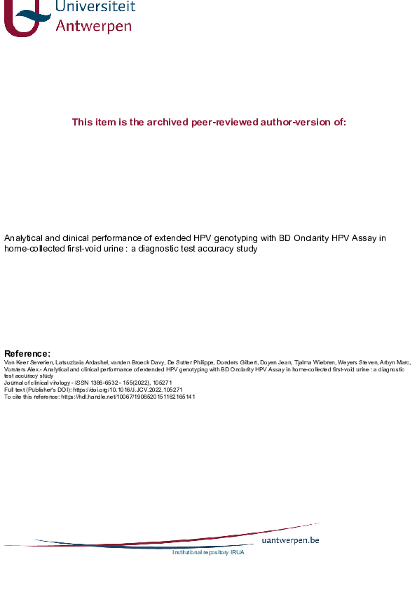 (PDF) Analytical and clinical performance of extended HPV genotyping ...