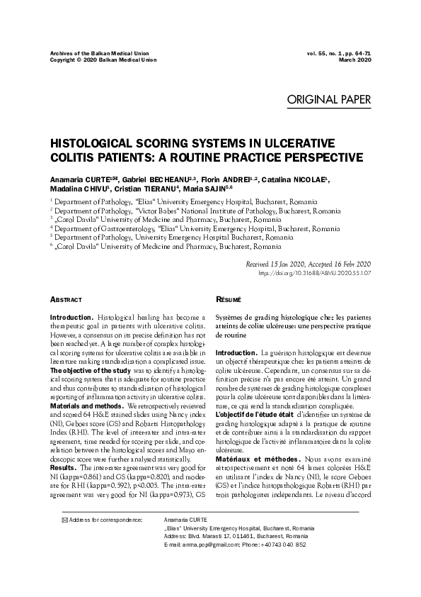 (PDF) Histological scoring systems in ulcerative colitis patients: a routine practice perspective