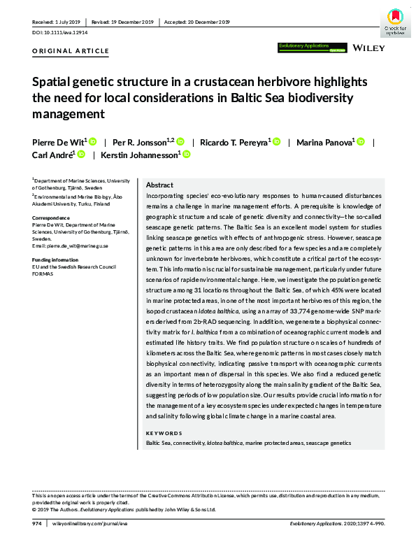 (PDF) Spatial genetic structure in a crustacean herbivore highlights the need for local ...