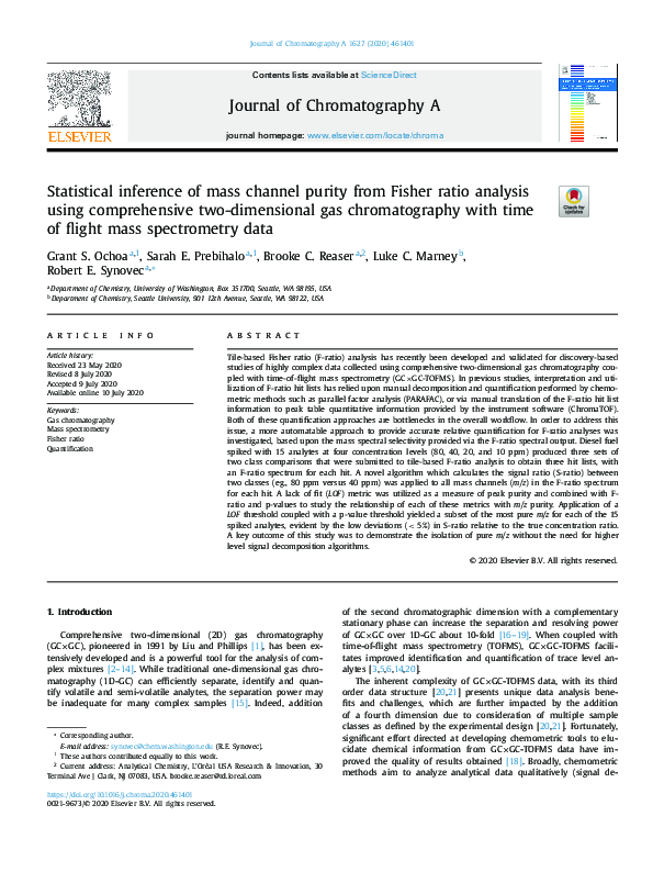 (PDF) Statistical inference of mass channel purity from Fisher ratio ...