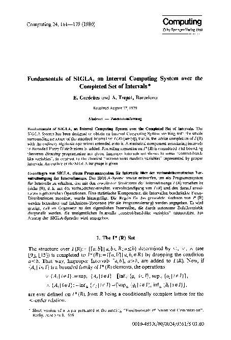 (PDF) Fundamentals of SIGLA, an interval computing system over the ...