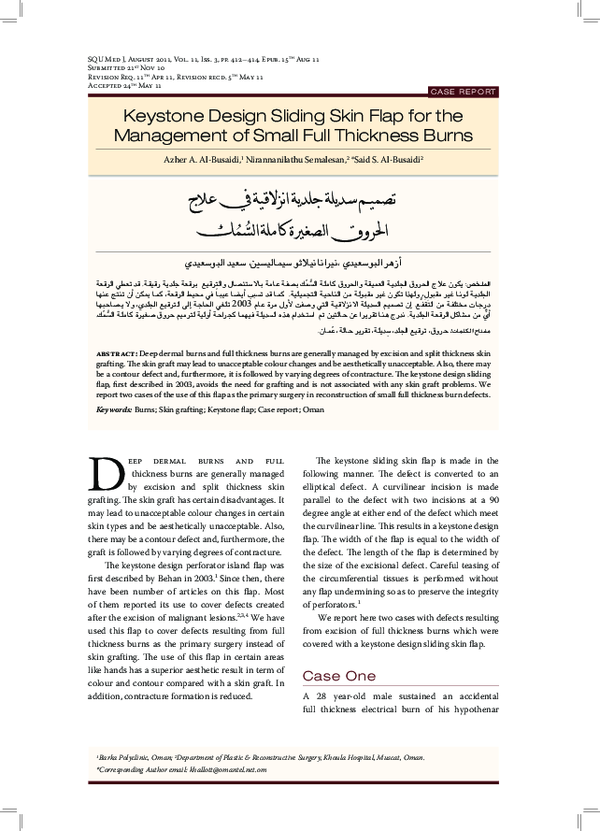 (PDF) Keystone design sliding skin flap for the management of small ...