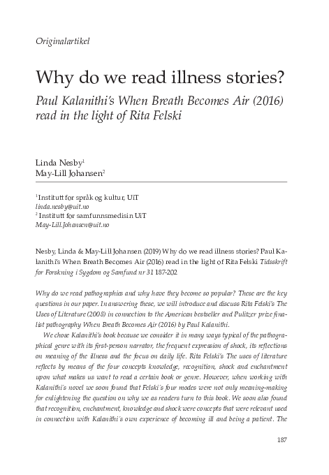 (PDF) Why do we read illness stories?