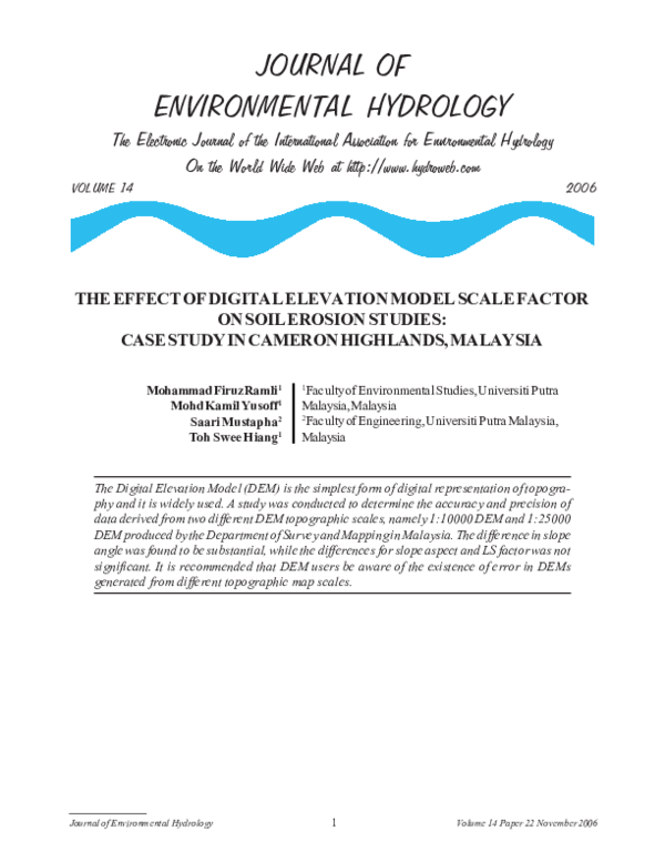 (PDF) The Effect of Digital Elevation Model Scale Factor on Soil ...