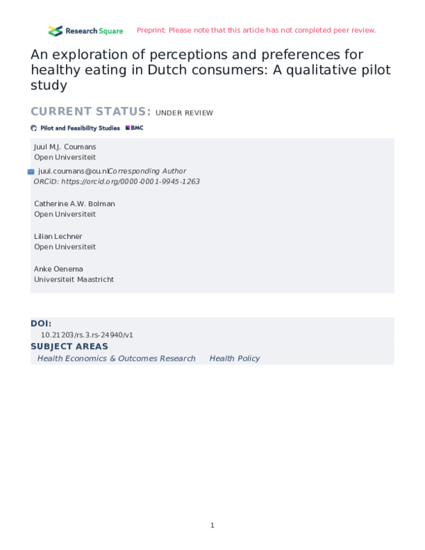 (PDF) An exploration of perceptions and preferences for healthy eating ...