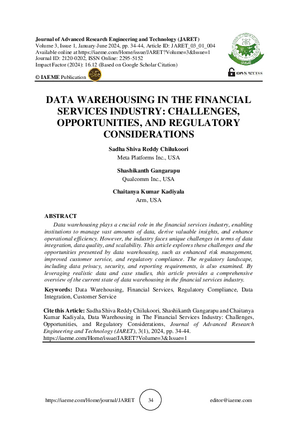 (PDF) DATA WAREHOUSING IN THE FINANCIAL SERVICES INDUSTRY: CHALLENGES ...