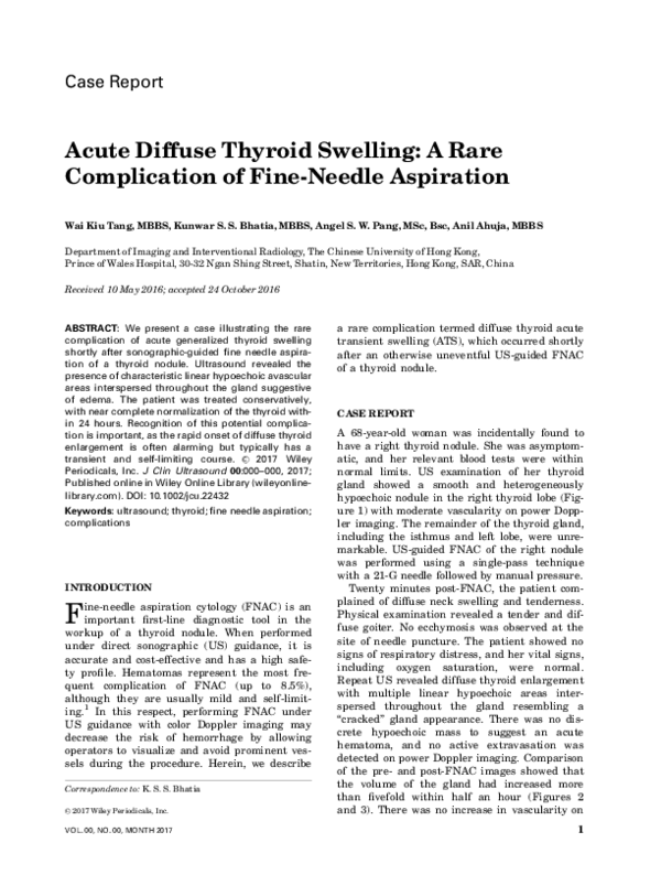 (PDF) Acute diffuse thyroid swelling: A rare complication of fine ...