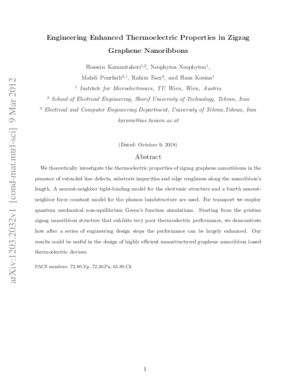 (PDF) Engineering enhanced thermoelectric properties in zigzag graphene nanoribbons