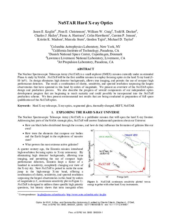 Pdf Nustar Hard X Ray Optics