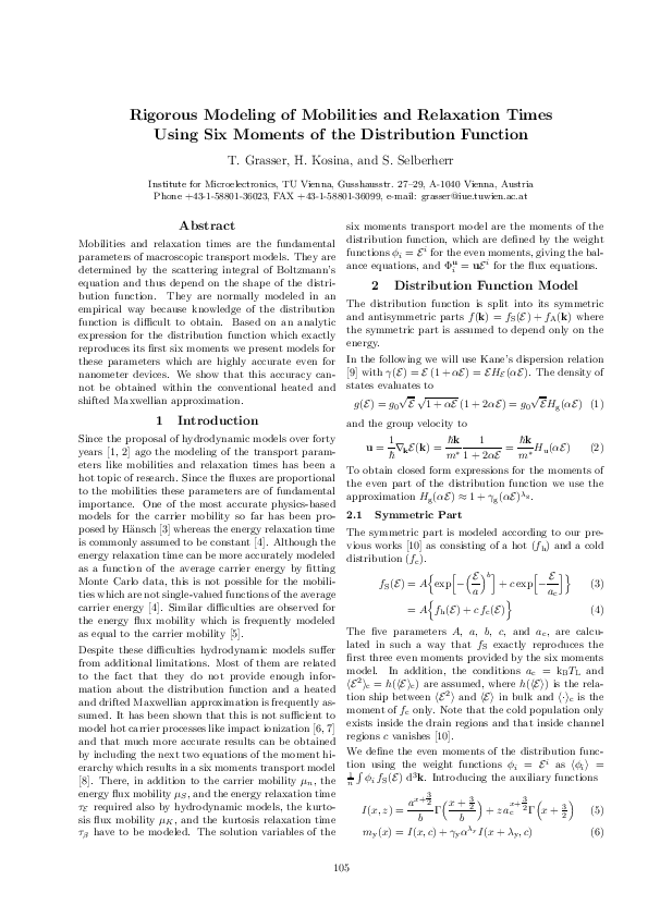(PDF) Rigorous modeling of mobilities and relaxation times using six moments of the distribution ...