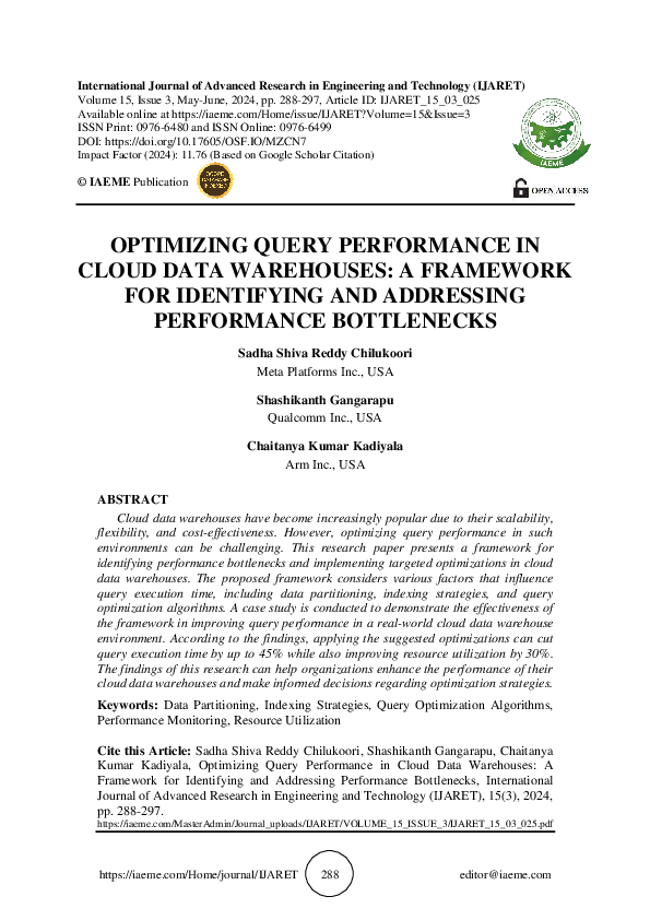 (PDF) OPTIMIZING QUERY PERFORMANCE IN CLOUD DATA WAREHOUSES: A FRAMEWORK FOR IDENTIFYING AND ...