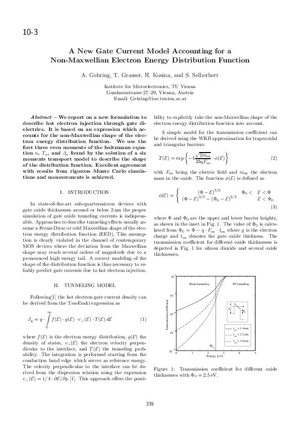 (PDF) A new gate current model accounting for a non-Maxwellian electron energy distribution function