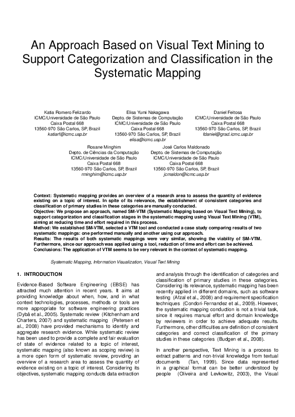 Pdf An Approach Based On Visual Text Mining To Support Categorization And Classification In