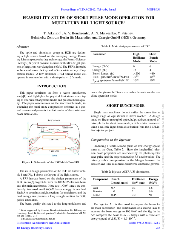 (PDF) Feasibility Study of Short Pulse Mode Operation for Multi-Turn ...