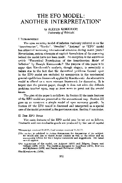 (PDF) The Efo Model: Another Interpretation