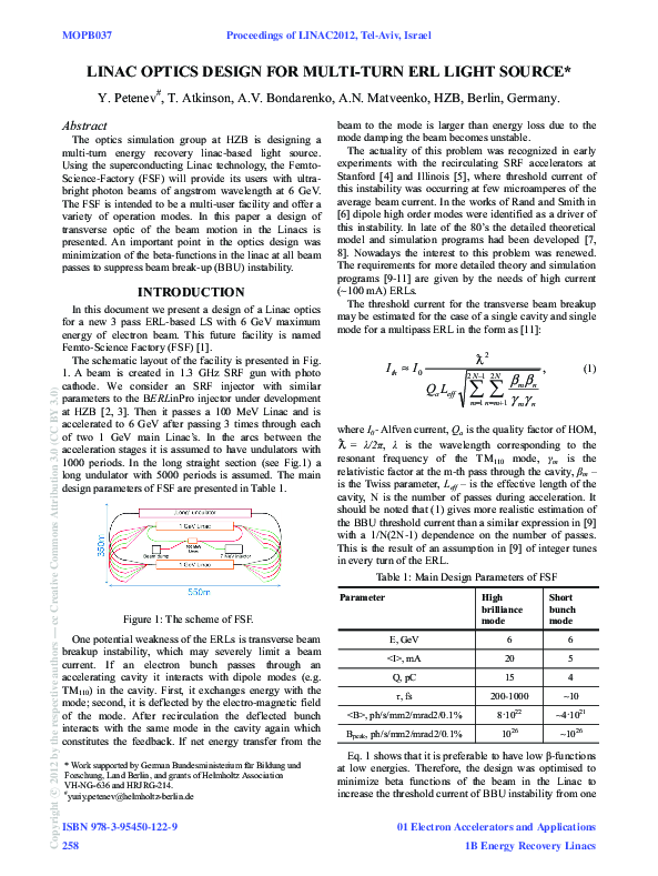 (PDF) Linac Optics Design for Multi-Turn Erl Light Source*