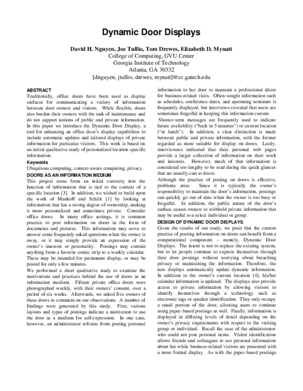 (PDF) Dynamic door displays