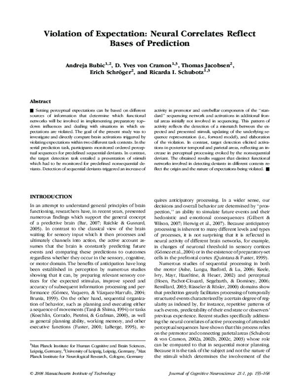 (PDF) Violation of Expectation: Neural Correlates Reflect Bases of ...