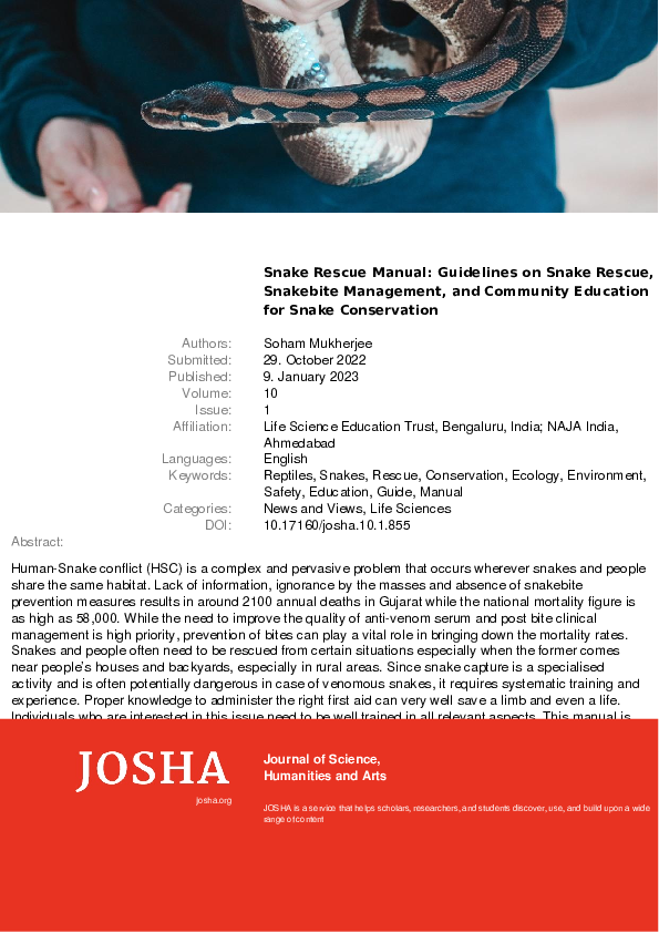 (PDF) Snake Rescue Manual: Guidelines on Snake Rescue, Snakebite ...