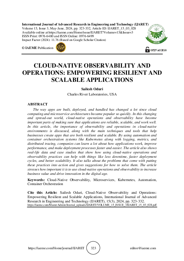 (PDF) CLOUD-NATIVE OBSERVABILITY AND OPERATIONS: EMPOWERING RESILIENT AND SCALABLE APPLICATIONS