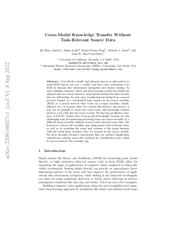 (PDF) Cross-Modal Knowledge Transfer Without Task-Relevant Source Data