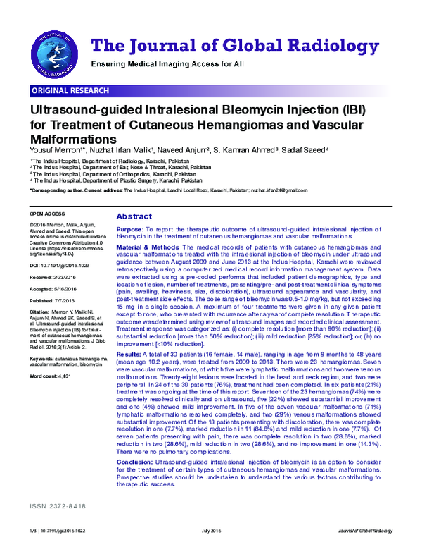 (PDF) Ultrasound-guided Intralesional Bleomycin Injection (IBI) for ...