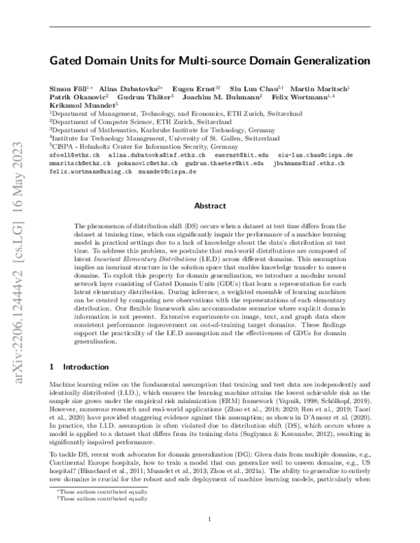 (PDF) Gated Domain Units for Multi-source Domain Generalization (PDF) Gated Domain Units for Multi-source Domain Generalization