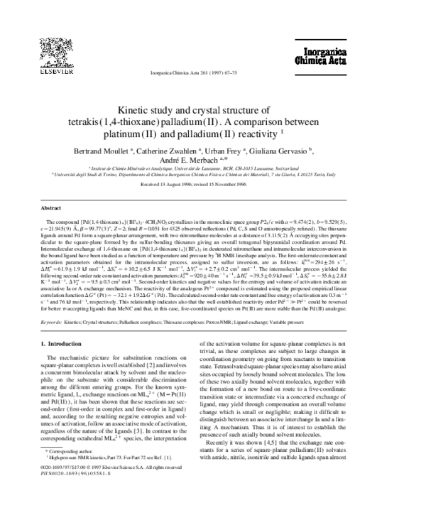 (PDF) Kinetic study and crystal structure of tetrakis(1,4-thioxane ...